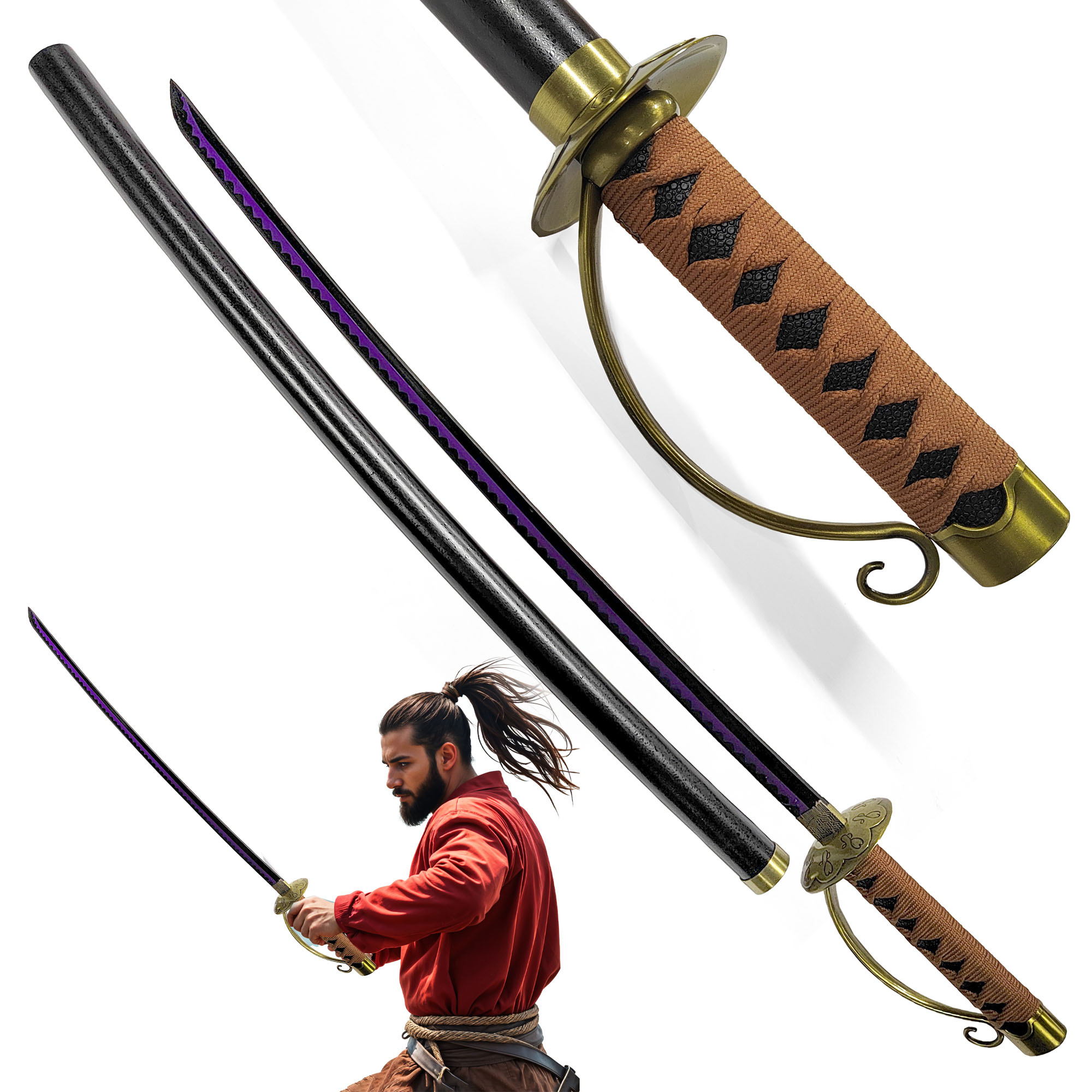 One Piece - Gol D Roger - Ace Sword with Sheath (Brown Handle ...
